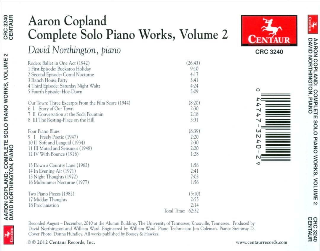 DAVID NORTHINGTON AARON COPLAND: COMPLETE SOLO PIANO WORKS, VOL. 2 NEW ...