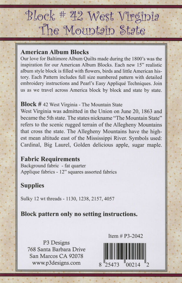 American Album by P3 Designs ~ Baltimore Applique Quilt Pattern Choose ...