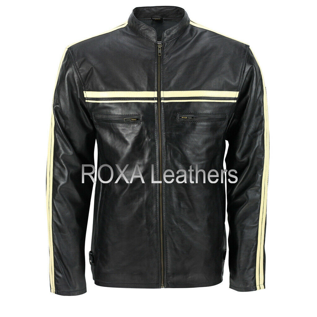 Modern Men's Outwear Authentic Sheepskin 100% Leather Jacket Black ...