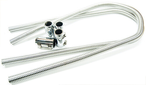Chrome Stainless Steel Heater Hose Kit Hot Rod street radiator cooling ...