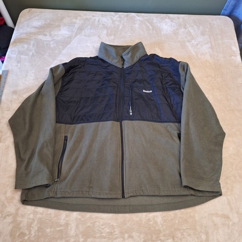 Reebok Jacket Adult Men's 3XL XXXL Green Fleece Full Zip Quilted | eBay