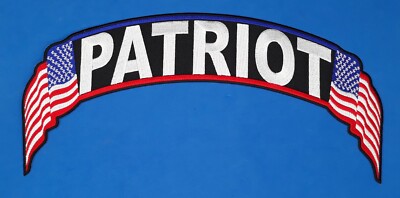" Patriot " Flags Rocker Style Large Iron On Sew On Patch 11 1/2"x3 1/2 ...