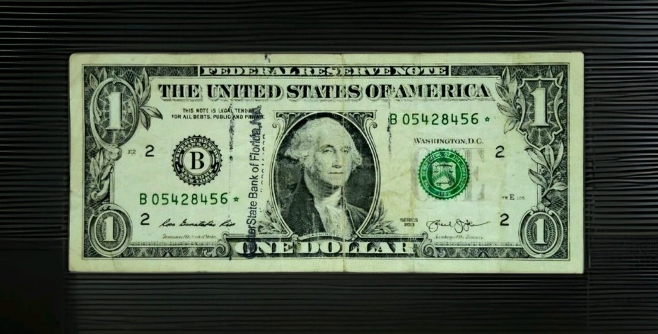 2013 B One Dollar Duplicate Serial Number Star Note ☆ $1 Fancy Serial ...