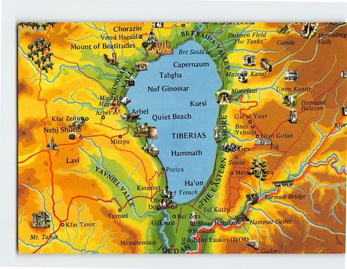 Postcard Map of Sea of Galilee Israel | eBay