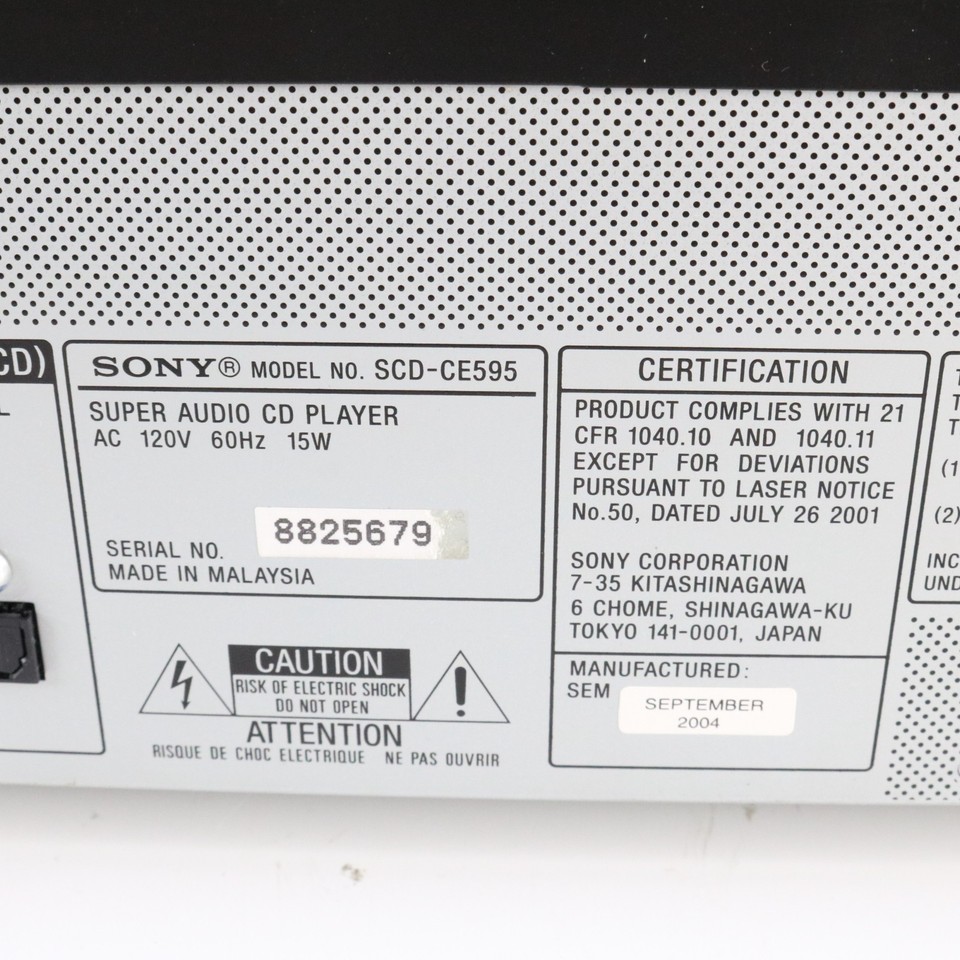 Sony SCD-CE595 Super Audio CD Player * (SACD) 5-Disc Changer * VG Fully ...