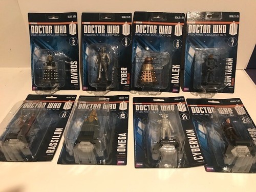 LOT of 8 Doctor Who Figurines Scale 1:21 NEW NIB - Dalek, Cyber, Davros ...