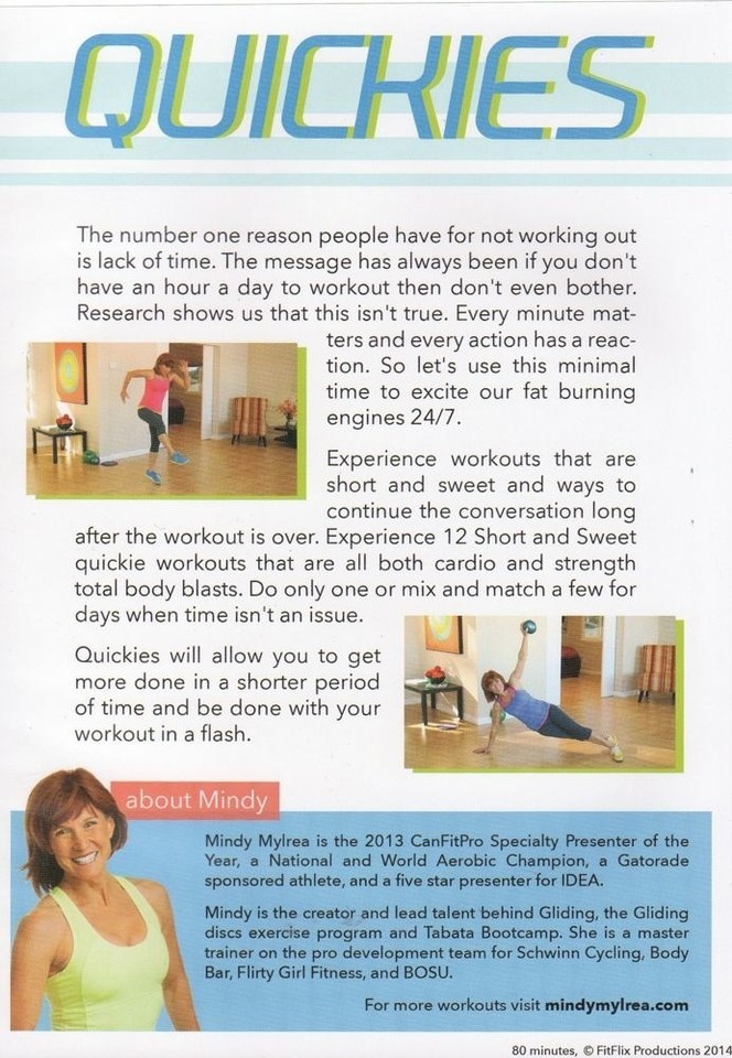 MINDY MYLREA QUICKIES SHORT WORKOUTS EXERCISE DVD NEW SEALED FITNESS | eBay