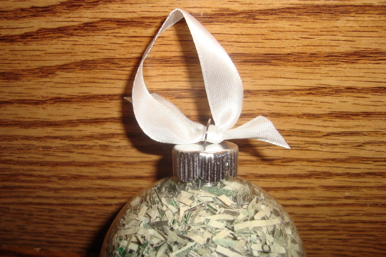 Shredded Cash Currency Round Glass Hanging Christmas Ornament Shredded ...