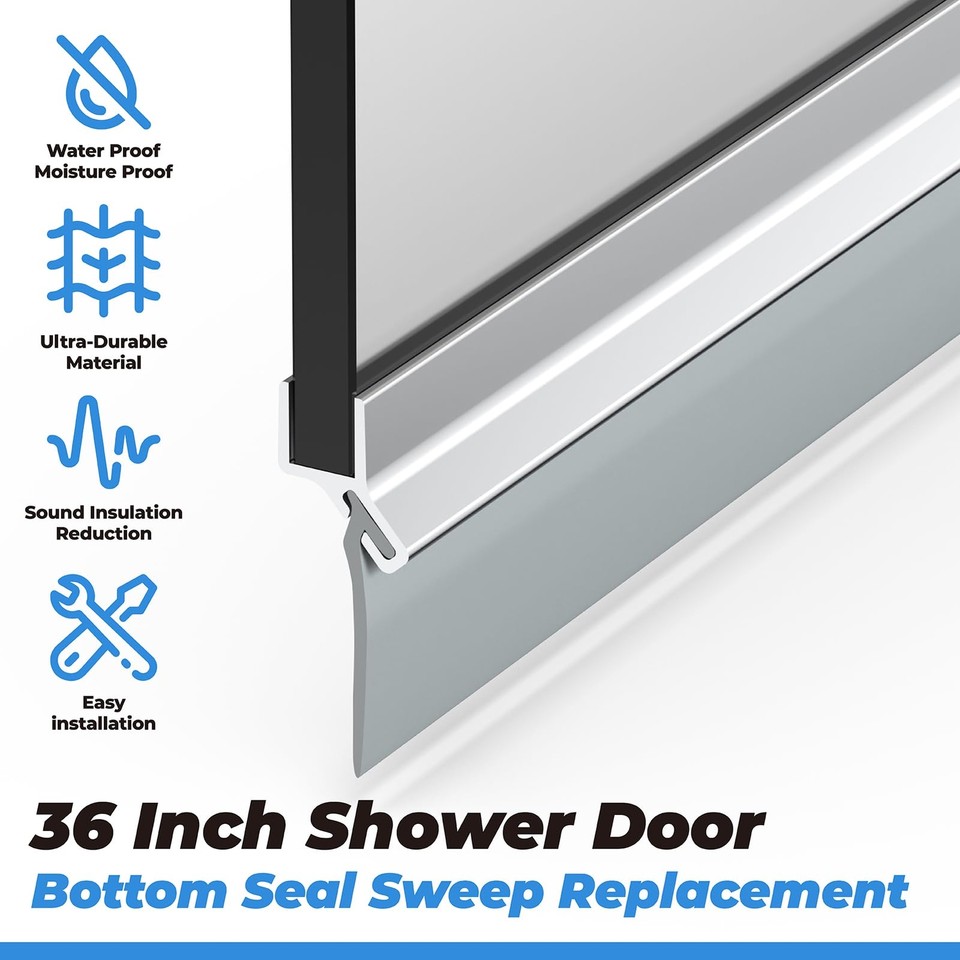 Silicone Shower Door Bottom Seal Strip Door Sweep Replacement for ...
