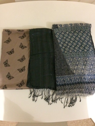 3 X Primark Scarves Butterfly, Metallic, Patchwork Snood, Fabric ...