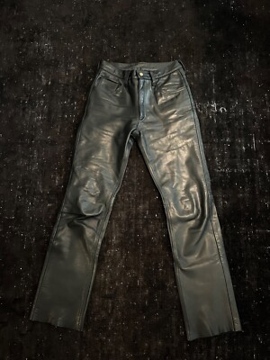 The Original Leather Line Black Leather 5 Pocket Pants 28 Biker | eBay