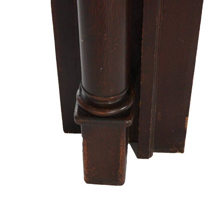 Antique Oak Mirrored Fireplace Mantle, Classical Carved Columns ...