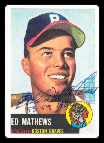 Eddie Mathews Autographed Porcelain Baseball Card Set With 3 Signed ...