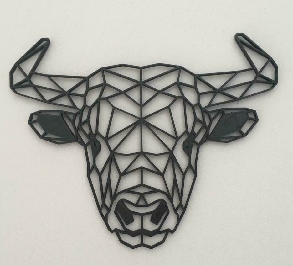 Geometric Bull Cow Wall Art Hanging Decoration Origami Style Pick Your ...