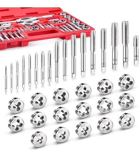 40-Piece Premium Tap and Die Set SAE Unified Screw Thread Size #4 to 1/ ...