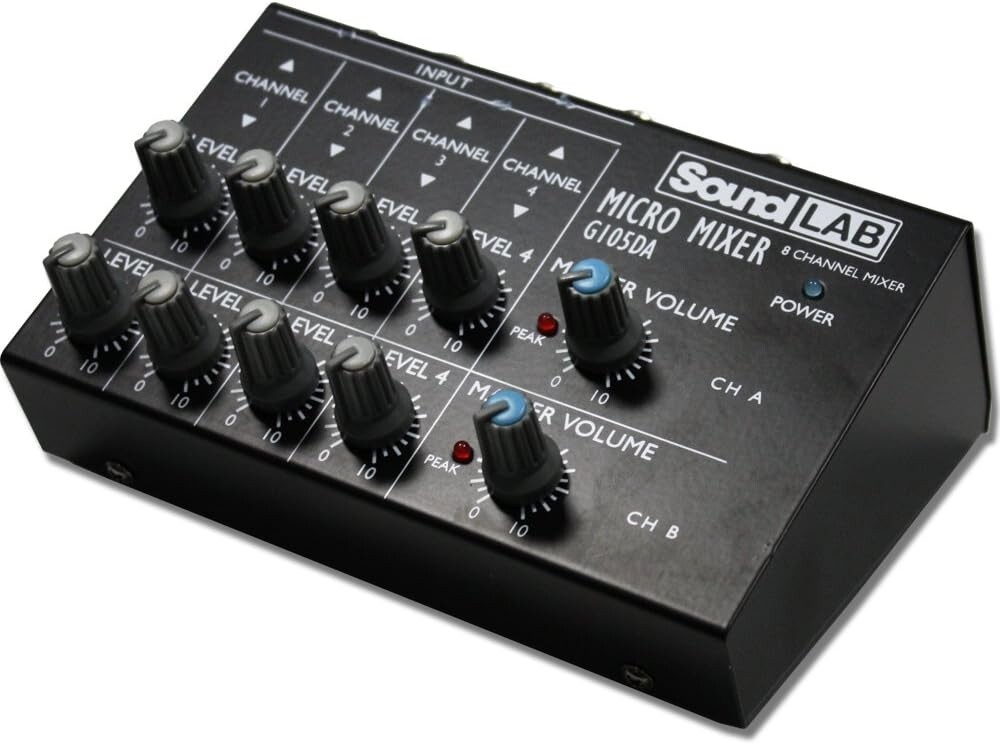 Soundlab 4 Channel Stereo Microphone Mixer with Volume Control and Mono ...