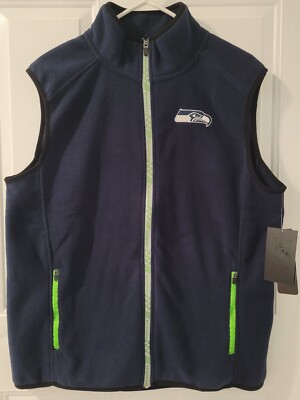NEW NFL Seattle Seahawks Men's Fleece Full Zip Vest - Size Medium | eBay