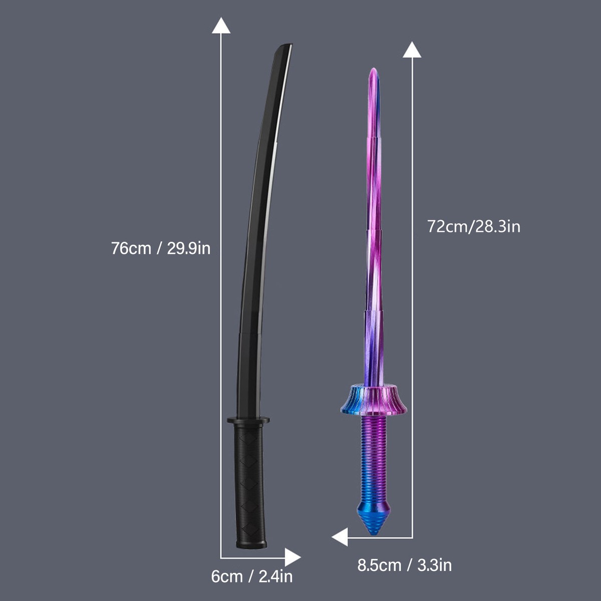 Retractable Katana MUNSKT 2 Pieces 3D Printed Gravity Retractable