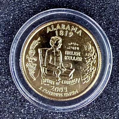 2003 Philadelphia Mint Alabama Gold Plated Quarter Encapsulated ...