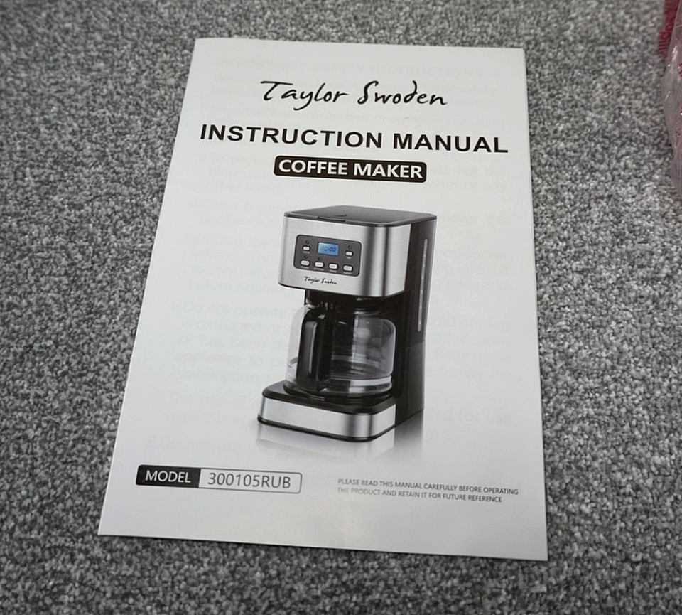 Taylor Swoden Filter Coffee Machine, Drip Coffee Maker, Stainless Steel ...