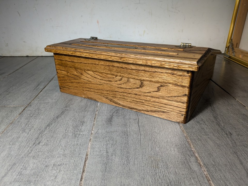 Vintage Oak Wood Slant Top Lectern Writing Art Stationary Lap Desk ...