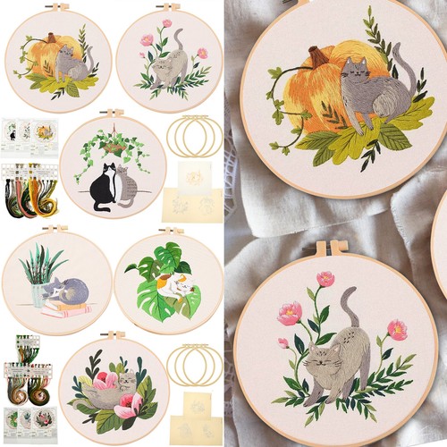 3Pack Beginners Embroidery Kit Cat Pattern Embroidery Starter Kit DIY ...