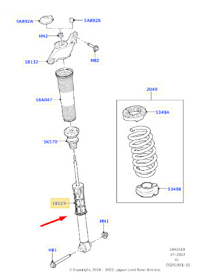 LAND ROVER RANGE ROVER EVOQUE L551 Rear Left Shock Absorber LR114052 ...