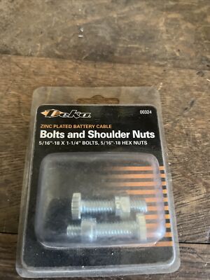 Deka 00324 (2) Zinc Battery Cable Bolts 5/16"-18 x 1-1/4" & Shoulder ...