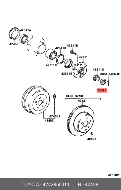 Genuine OE plate rear axle lock nut right 4242860011 for TOYOTA 42428 ...