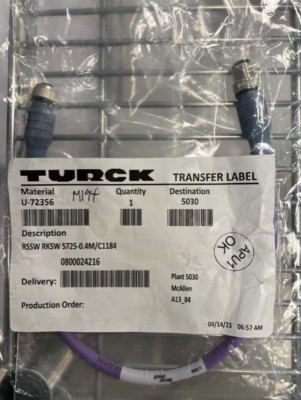 TURCK RSSW RKSW 5725-0.4M POWERLINK CABLE 0.4M (U-72356) | eBay