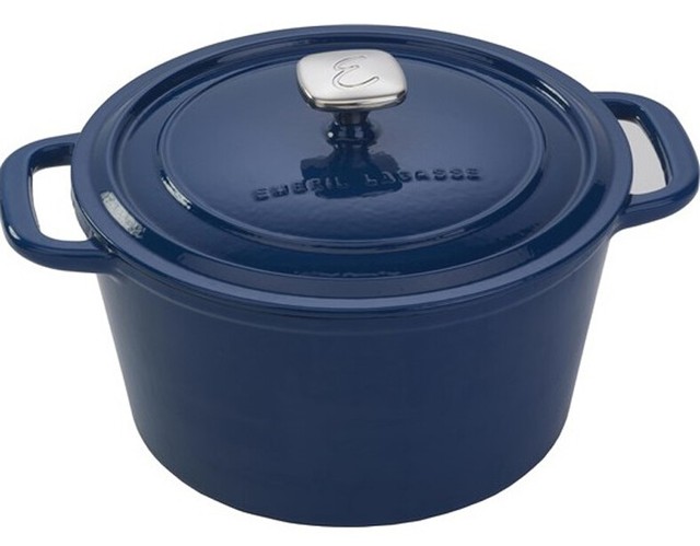 Emeril Lagasse Navy Enameled 6 Qt. Cast Iron Dutch Oven With Lid Well ...