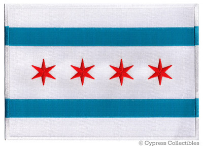 CHICAGO CITY FLAG PATCH embroidered iron-on LARGE EMBLEM ILLINOIS COOK ...