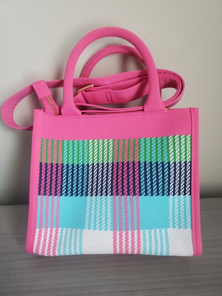 Kate Spade Target Knit Plaid Pink Green Blue Bag Purse Crossbody NEW ...