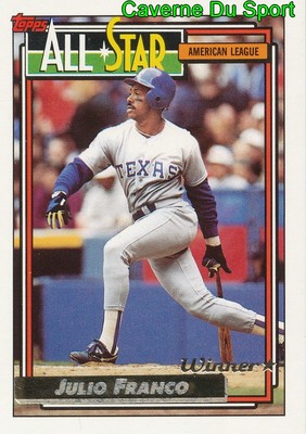 398 JULIO FRANCO ALL-STAR SECOND BASEMAN TOPPS GOLD WINNER BASEBALL ...