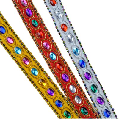 9M DIY Beads Lace Trim Diamonds Ribbons Edge Trim Ethnic Apparel Sewing ...
