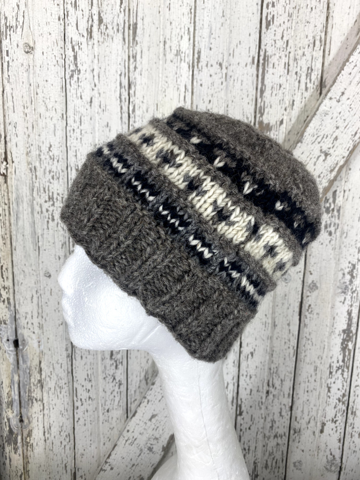 100% Wool Lined Cable Knit Chunky Alpine Beanie Hat C… - Gem