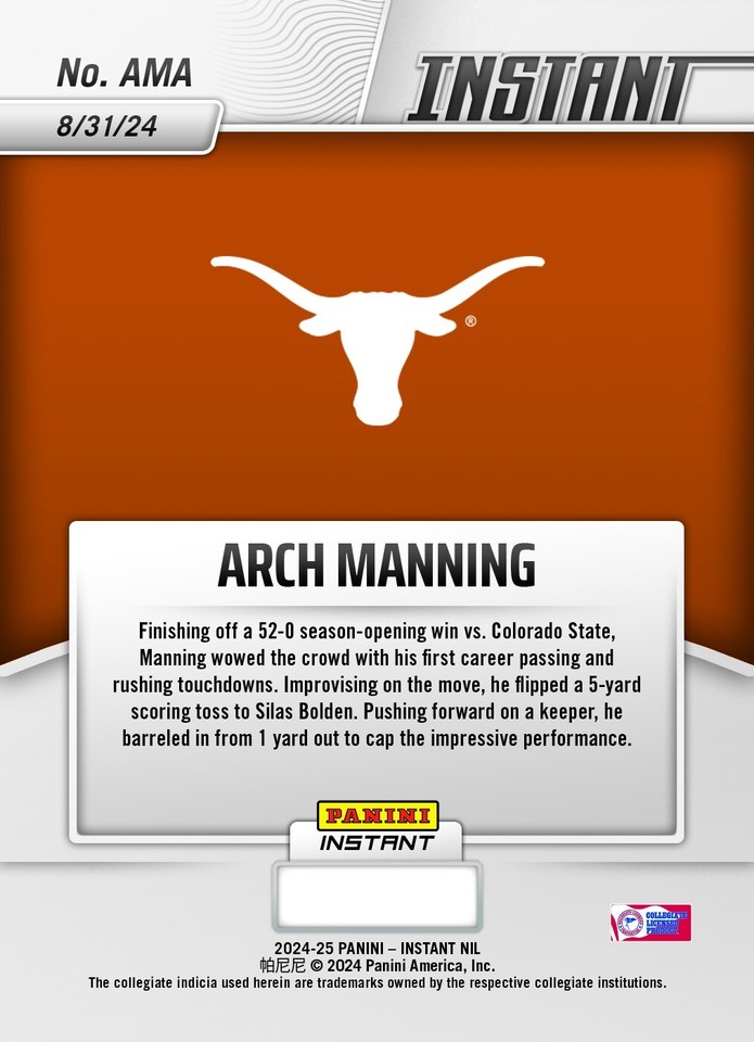 PRESALE PSA Graded 10 ARCH MANNING #AMA RC Rookie Card 2024 Panini ...