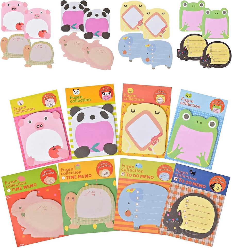 24 Pack Cute Stationary Sticky Notes Set - Cartoon Animal Sticky Notes ...