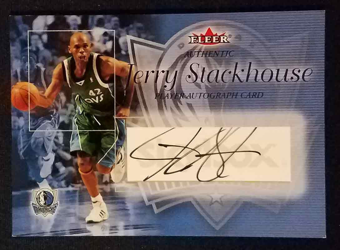 2004-05 Fleer Jerry Stackhouse Blue Authentic Auto /126 Mavericks NR ...