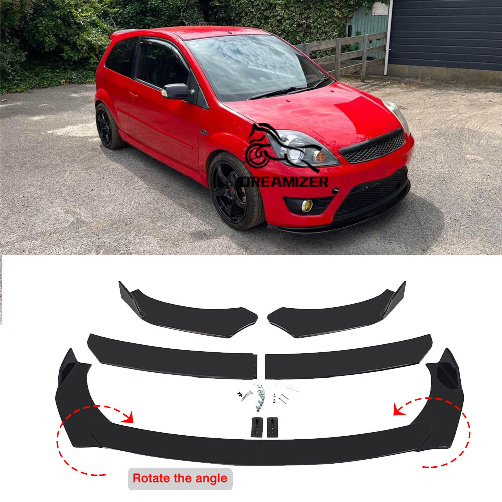 For Ford Fiesta ST ST150 Glossy Black Front Bumper Spoiler Lip Splitter ...