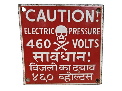 Antique Danger Warning Porcelain Sign Skull And Crossbones 460 Volts ...