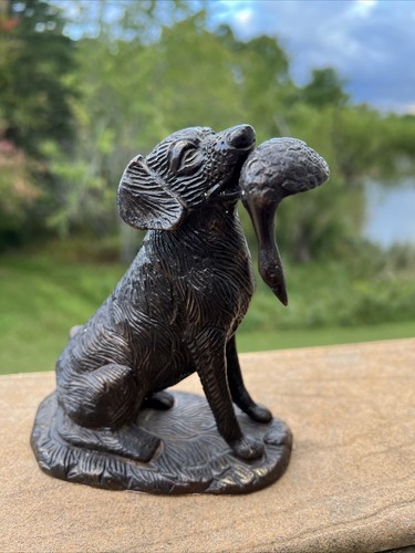 Vtg Bronze Hunting Dog Sculpture With The Duck In Mouth 5.5" Bookend ...