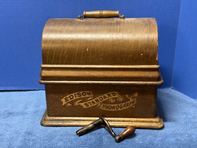 Edison Standard Cyl Oak Case Phonograph Parts: Lid,Mechanism,Crank,No ...