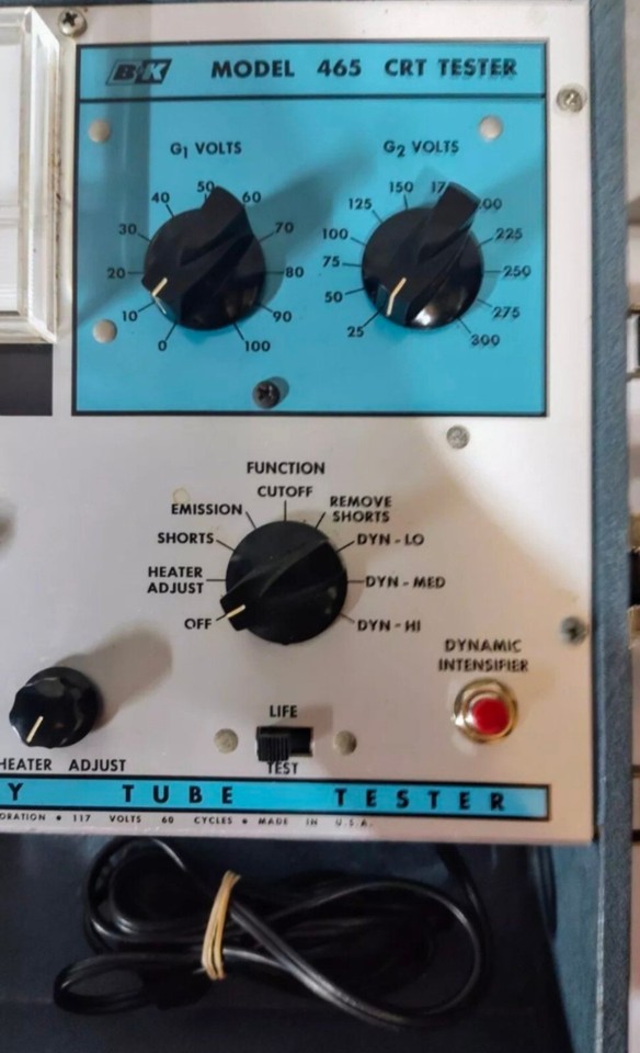 B&K CRT Cathode Ray Tube Tester Model 465 Powers Up Excellent Condition ...
