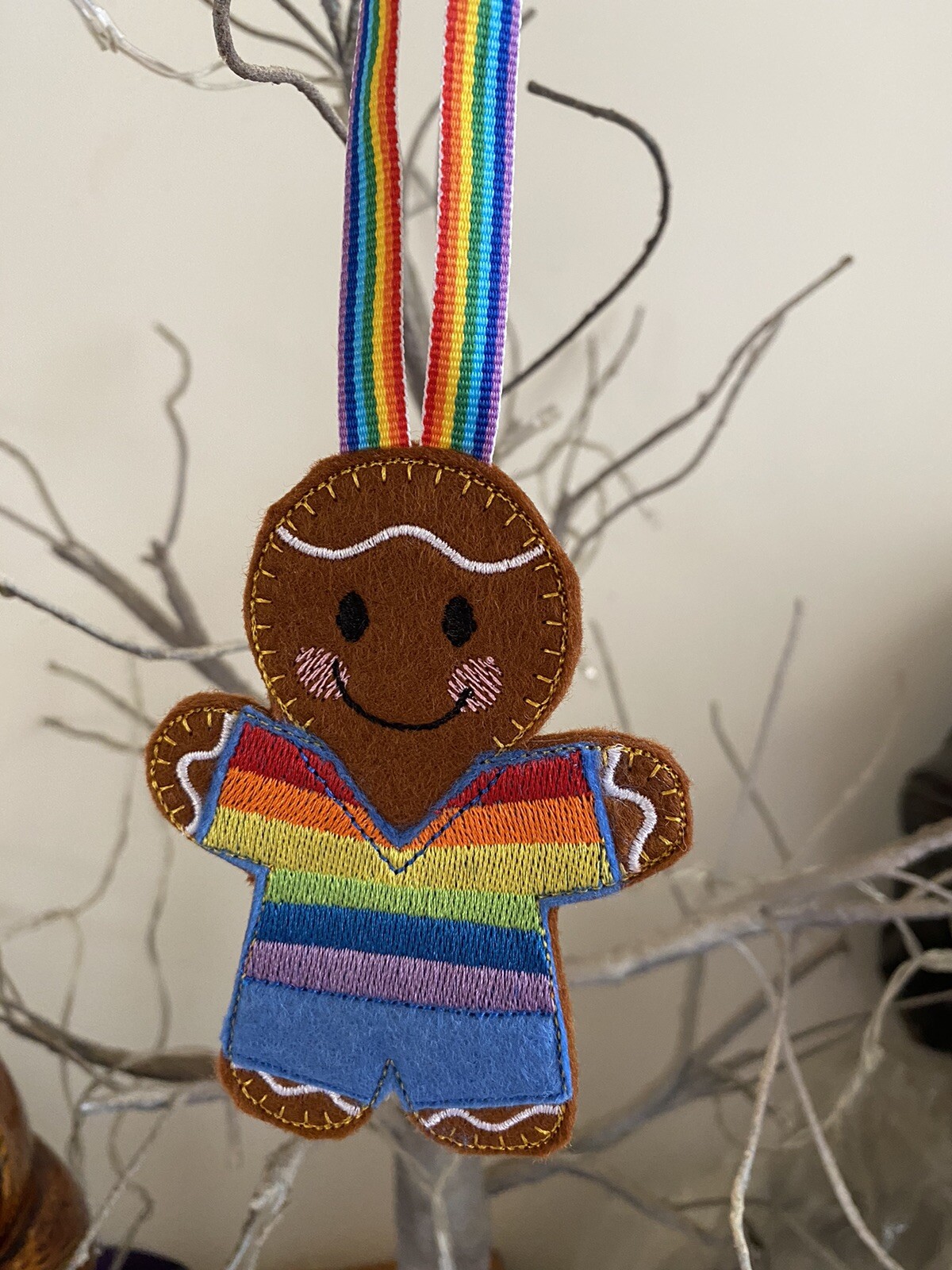 Embroided gingerbread man gay pride hanging decoration | eBay