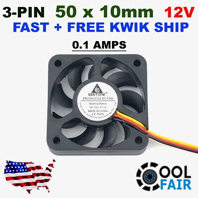 12V 50mm Cooling Fan 3Pin DC 50x50x10mm 5010 PC Computer Case 3D ...