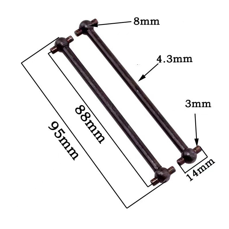 2pcs Overall length 95mm and Pin to Pin 88mm Dogbone For 1/8 RC Model ...