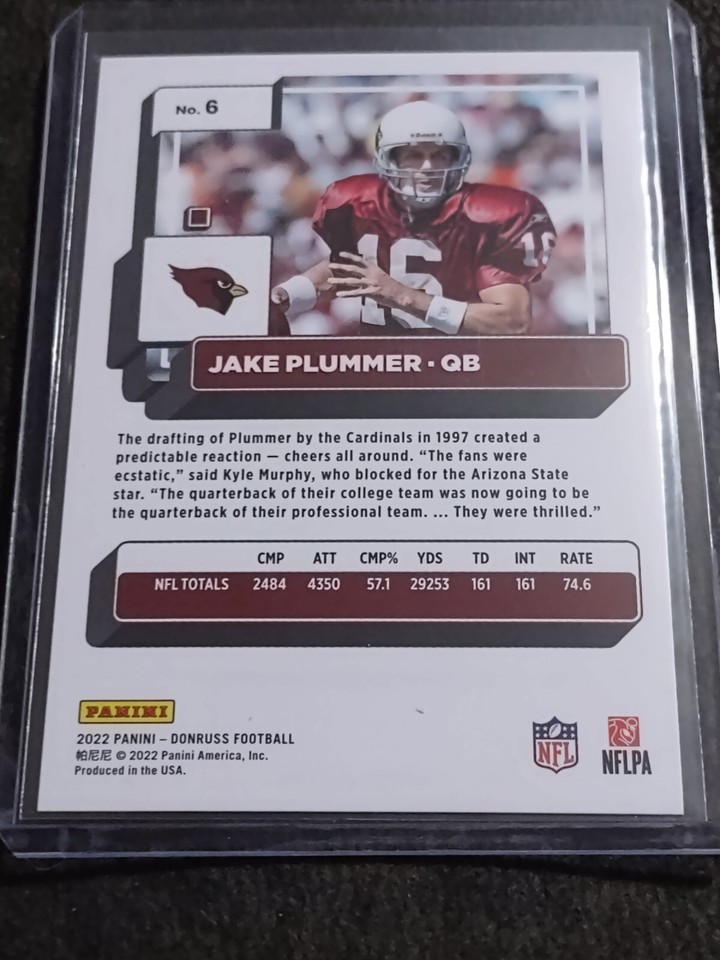 2022 Panini Donruss Jake Plummer #6 Arizona Cardinals Football Card | eBay