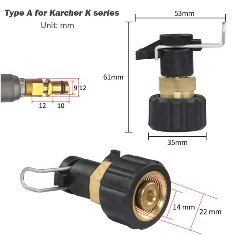 M22 Adapter High Pressure Washer Gun Hose Pipe Quick Connector ...