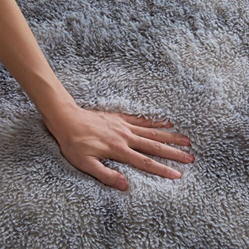 Shag Ultra Soft Area Rug Fluffy 8'x10' Tiedyed Light Grey Rugs Plush ...
